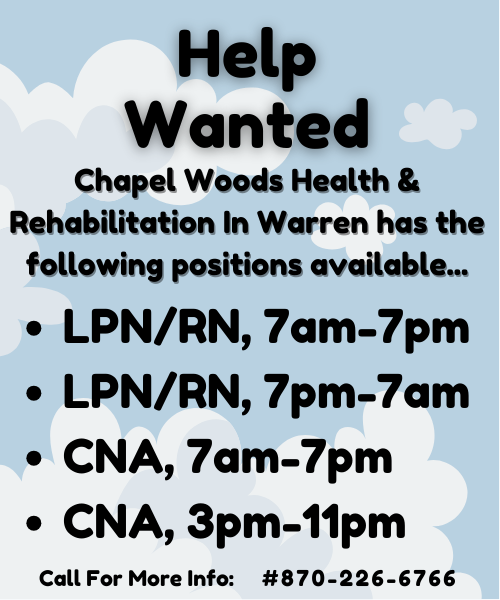 LPN/RN, CNA Wanted At Chapel Woods Health & Rehabilitation